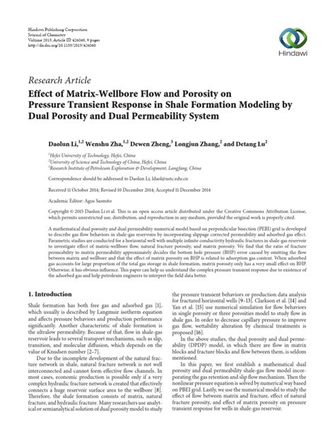 effect of matrix wellbore flow and porosity on pressure transient