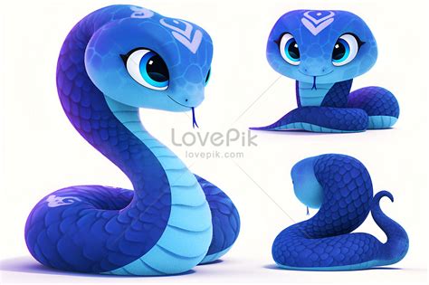 블루 그라데이션 귀여운 뱀 인형 일러스트 무료 다운로드 Lovepik