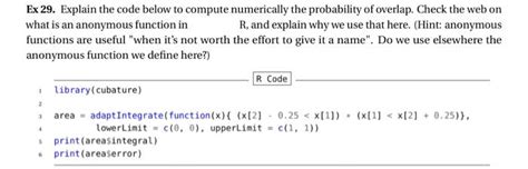 Solved Ex 29 Explain The Code Below To Compute Numerically