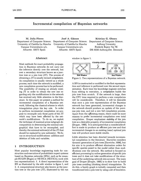 Pdf Incremental Compilation Of Bayesian Networks