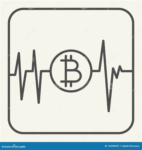 Pulse Bitcoin Thin Line Icon Cryptocurrency Chart Vector Illustration Isolated On White Stock