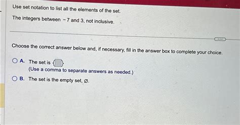 Solved Use Set Notation To List All The Elements Of The Chegg