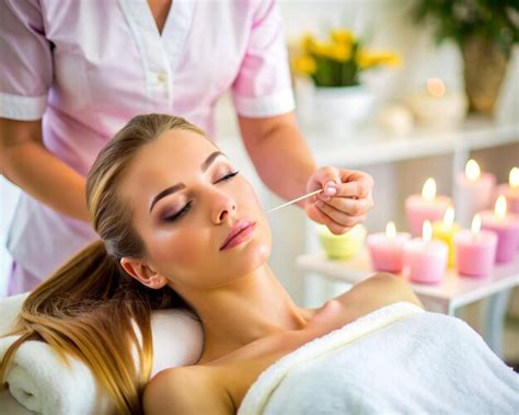 A Young Woman Is Getting Waxing And Threading Done At The Beauty Parlor