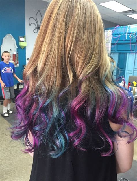 Purple And Blue Hair Tips
