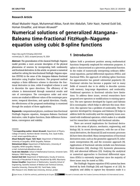 Pdf Numerical Solutions Of Generalized Atanganabaleanu Time Fractional Fitzhughnagumo