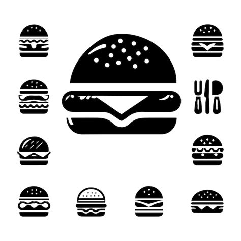 Silueta Simples De Hambúrguer Preto E Branco Ícone Preto De Hamburguês