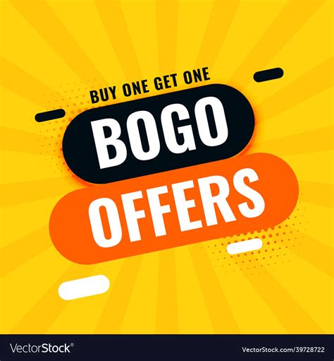 Bogo Buy One Get Sale Offer Banner Royalty Free Vector Image