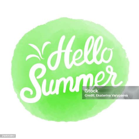 안녕 수채화에 여름 서머 타임 로고 템플릿 Isolated Typographic Design 레이블입니다 여름 방학 초대장 인사말 카드 인쇄물 및 포스터에 대한 글자 벡터