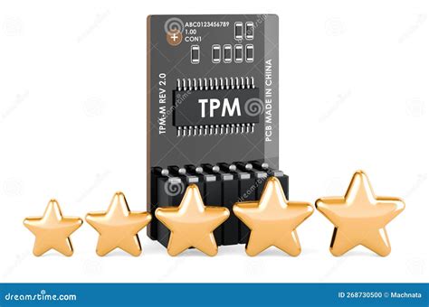 Trusted Platform Module Tpm With Five Golden Stars 3d Rendering