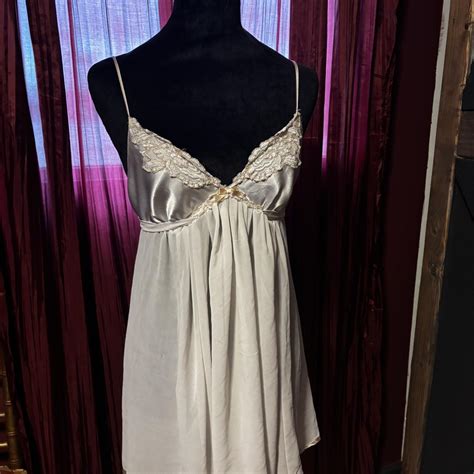 White Satin Slip Dress With Lace Detailing Depop