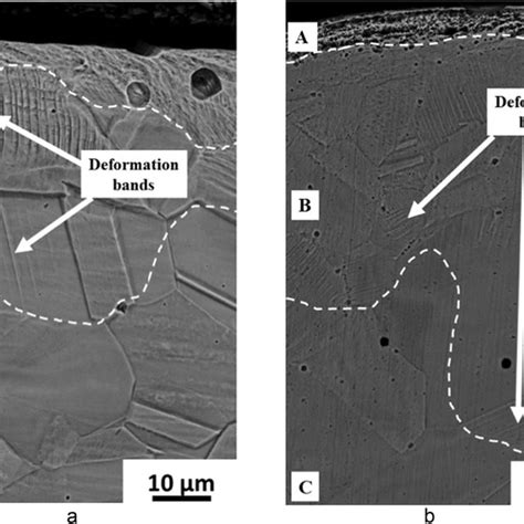 Fe Sem Image Of Etched Cross Section Of A Machined And B M Ht