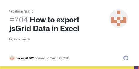 How To Export Jsgrid Data In Excel · Issue 704 · Tabalinasjsgrid · Github