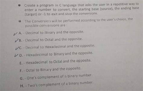 Solved Create A Program In C Language That Asks The User Chegg Com