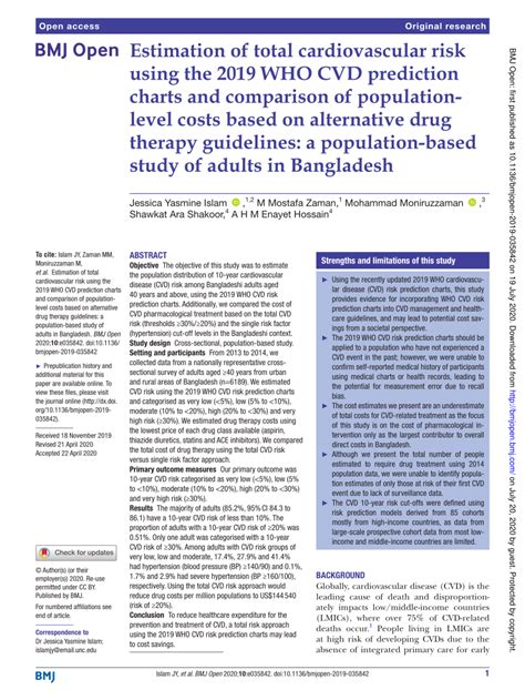 Pdf Estimation Of Total Cardiovascular Risk Using The 2019 Who Cvd Prediction Charts And
