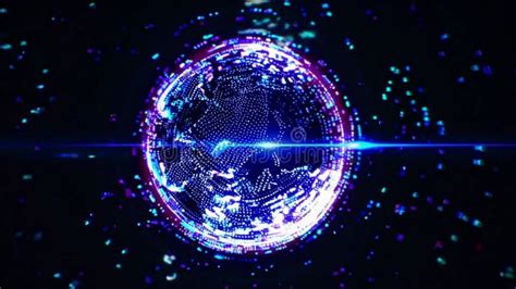 Seamless Video Loop Of 3d Holographic Projection Of World Map For