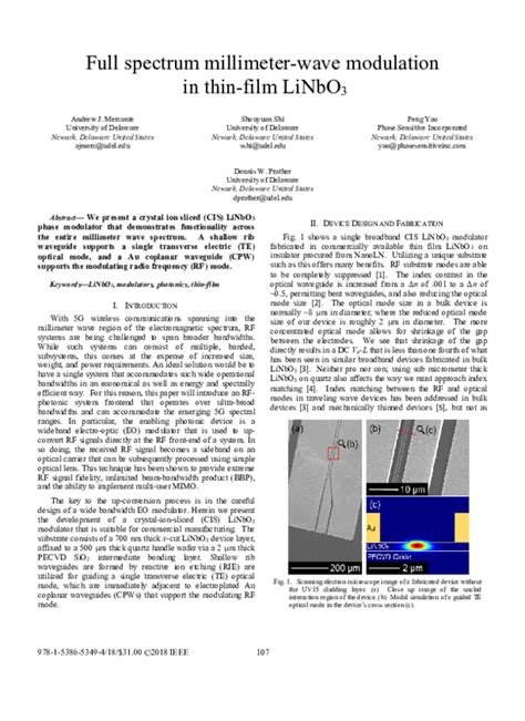Pdf Full Spectrum Millimeter Wave Modulation In Thin Film Linbo3