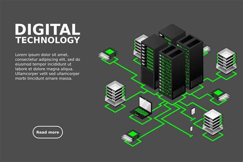 Concept Of Data Network Management Vector Isometric Map With Business Networking Servers