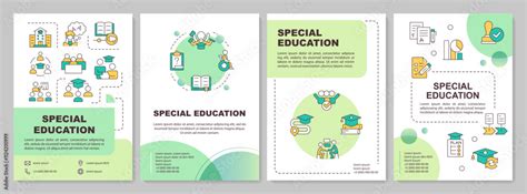 Special Education Green Brochure Template Inclusive School Leaflet Design With Linear Icons