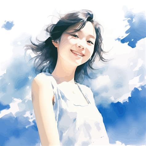 Premium Vector Joyful Woman Smiling Watercolor Vector Illustration Design