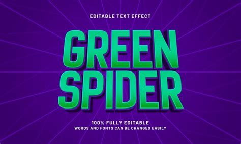 Premium Vector Green Spider Editable Text Effects With A Hero And
