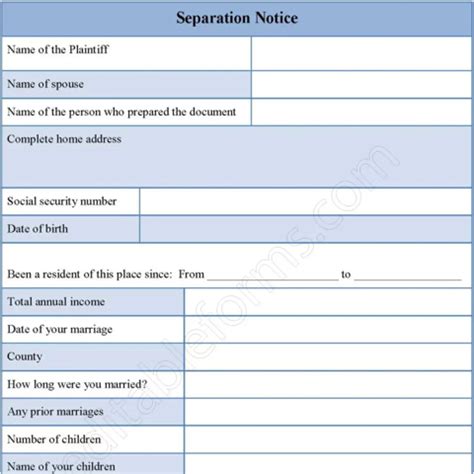 Separation Notice Fillable Pdf Template Editable Formss Ko Fi Shop