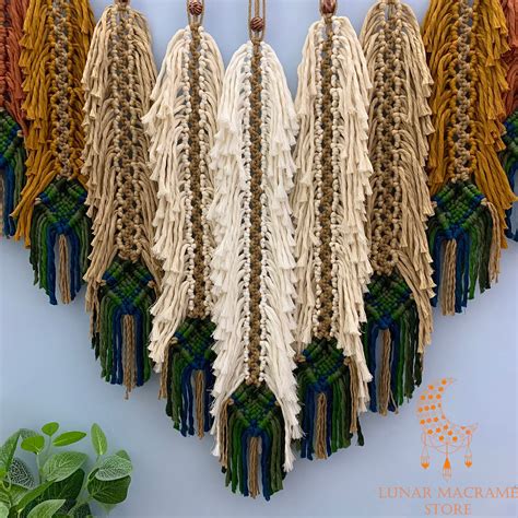 Handmade Macrame Peacock Feather Wall Hanging Unique Macrame Wall Art