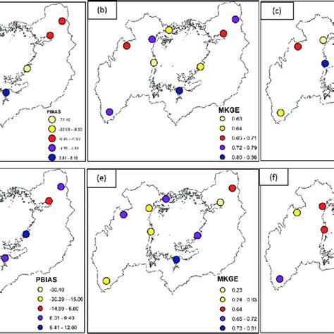 Spatial Distribution Of Continuous Metrics Of Pbias Ad Mkge Score Download Scientific