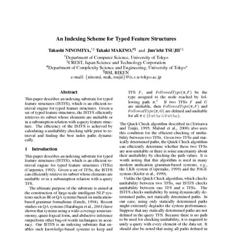 An Indexing Scheme For Typed Feature Structures Acl Anthology
