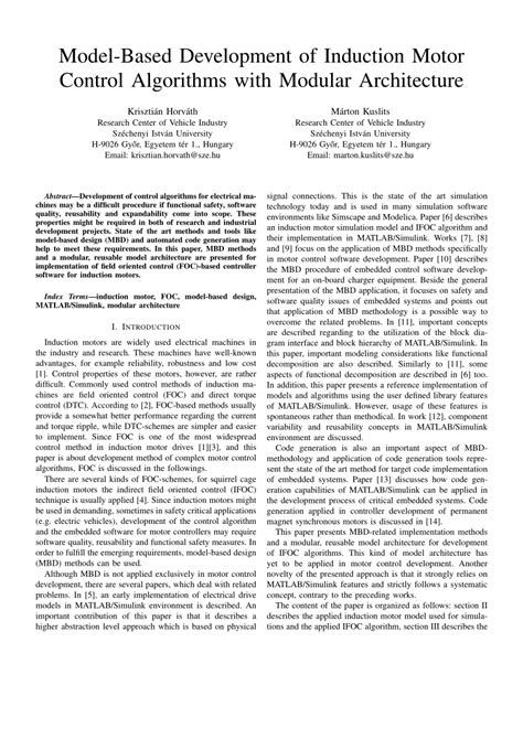 Pdf Model Based Development Of Induction Motor Control Algorithms With Modular Architecture