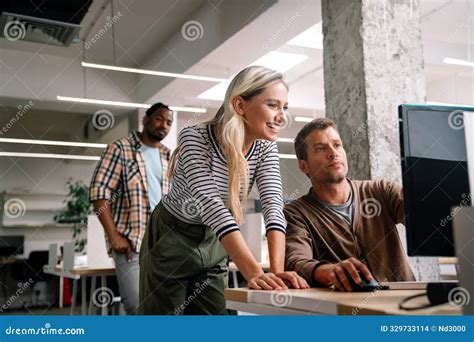 Software Engineers Working On Project And Programming In Company Business People Concept Stock