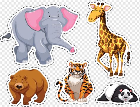 Conjunto De Pegatinas De Diferentes Animales Salvajes Png Pngwing