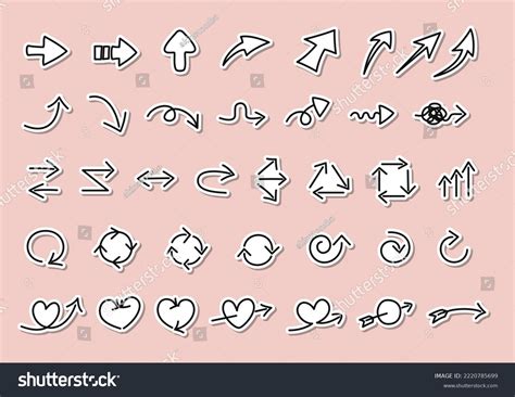 Set Various Cute Arrows Hand Drawn Stock Vector Royalty Free
