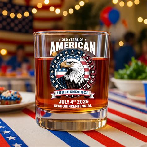 250 Years Of America Anniversary Independence Day 2026 Whiskey Glass