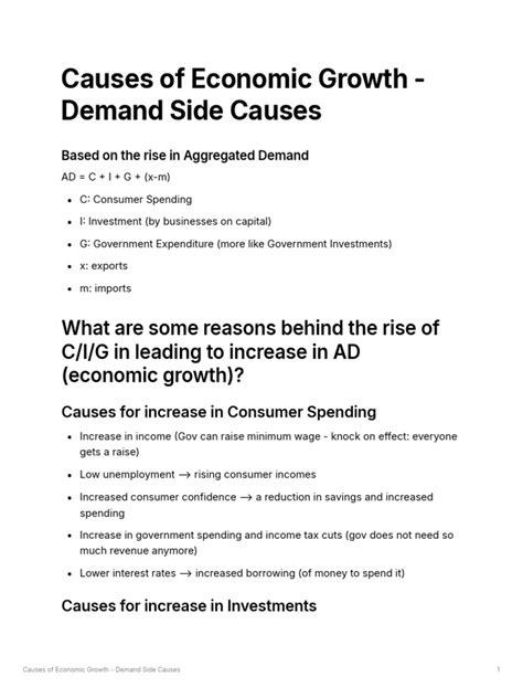 Igcse Econ Causes Of Economic Growth Pdf Government Spending
