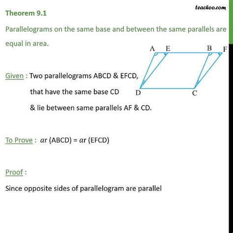 theorem 9 1 parallelograms on same base and between same parallels