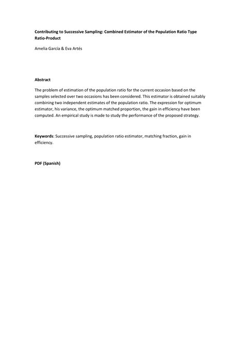 Pdf Contributing To Successive Sampling Combined Estimator Of The Population Ratio Type Ratio