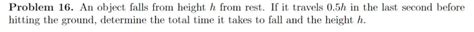 Solved Problem An Object Falls From Height H From Rest Chegg