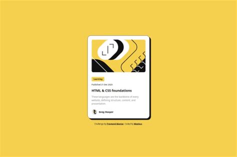 Frontend Mentor Blog Preview Card Using Css Grid Coding Challenge