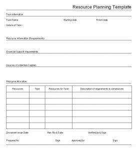 Resource Planning Template