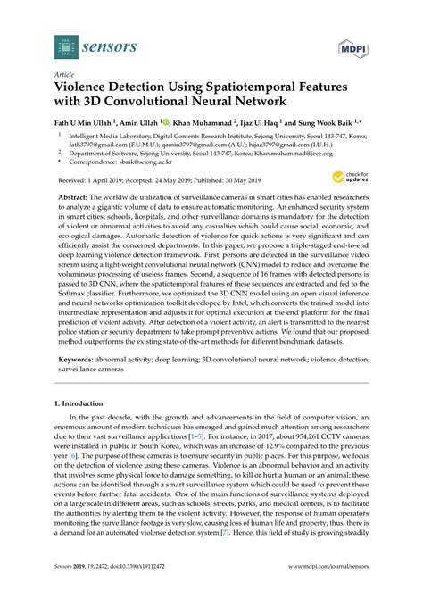 Pdf Violence Detection Using Spatiotemporal Features With 3d