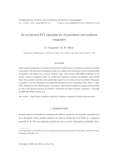 PDF An Accelerated FFT Algorithm For Thermoelastic And Nonlinear Composites
