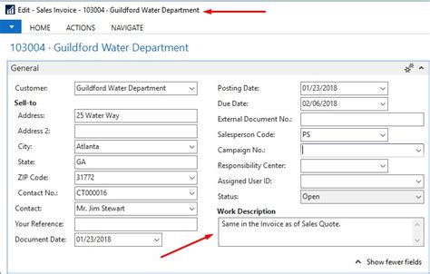 Microsoft Dynamics NAV Work Description In Sales