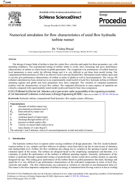 pdf numerical simulation for flow characteristics of axial flow