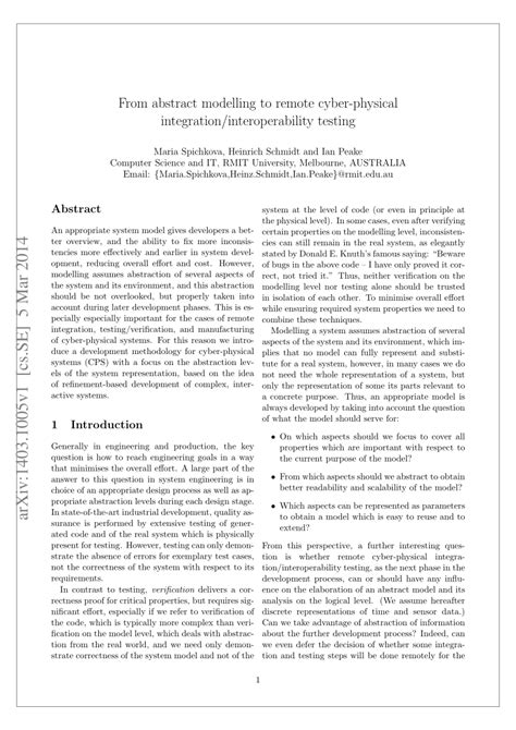Pdf From Abstract Modelling To Remote Cyber Physical Integration