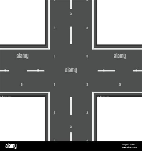 Crossroads Dividing Four Roads With White Stripes Marking Lanes