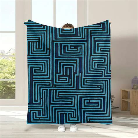 Gwjing Modern Throw Blanket Geometric Style Repeating Retro Lines Contemporary Illustration Art