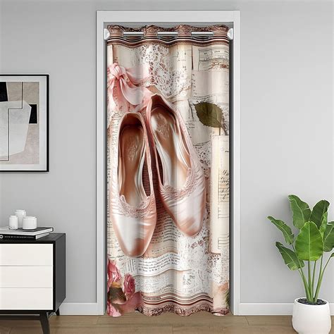 Ballet Dancer Door Curtain Pink Ballet Shoes Blackout Curtain Artistic