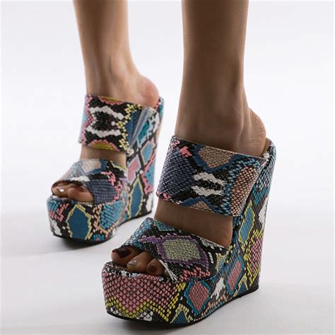 뱀 스타일 웨지 샌들 여성 신발 패션 플랫폼 샌들 여성 하이힐 여름 신발하이힐 Aliexpress