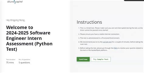 akuna capital welcome to 2024 2025 softwareengineer intern assessment pythontest oa代写