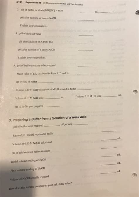 solved experiment 25 ph measurements buffers and their